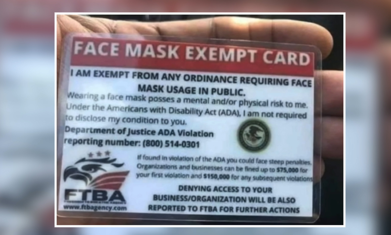 Medical Exemption From Wearing A Mask for Covid